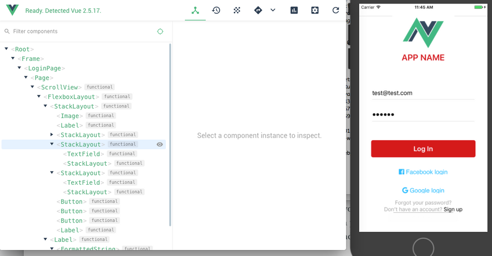 Using Nativescript Vue 2.0, Firebase and Font Awesome to create a login screen